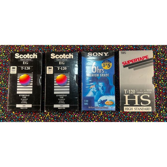 Sony | Media | New Bundle Of 4 Blank Vhs Tabs Sony 6t2vr 120minute ...